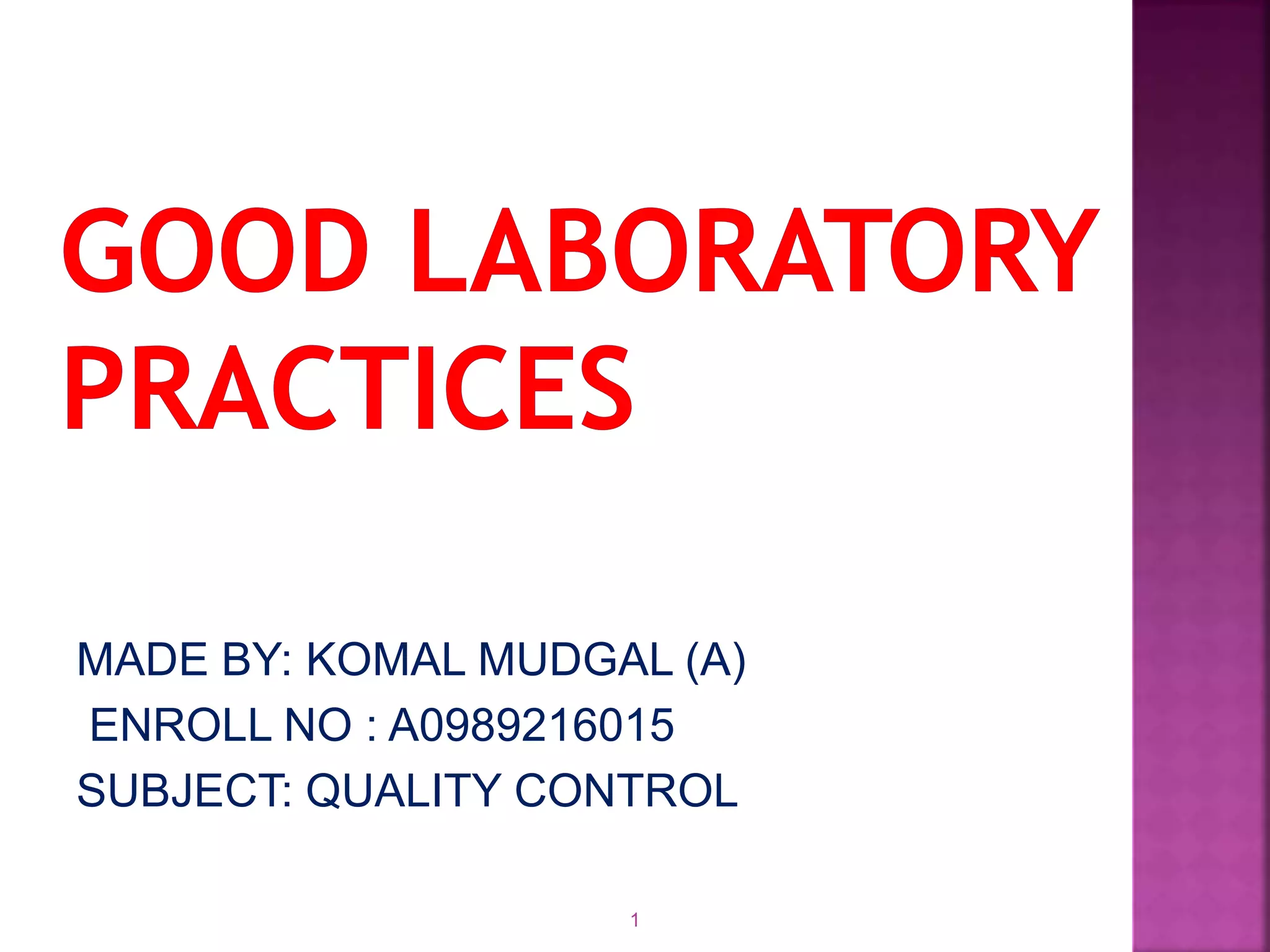 good laboratory practices k | PPT