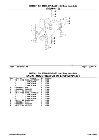 Komatsu d155 c 1 pipe layer parts catalogue manual - sn 15686 and up | PDF