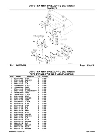 Komatsu d155 c 1 pipe layer parts catalogue manual - sn 15686 and up | PDF