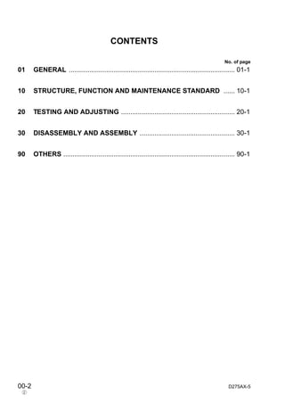 Komatsu d275 ax 5 dozer bulldozer service repair manual sn 20001 and up ...