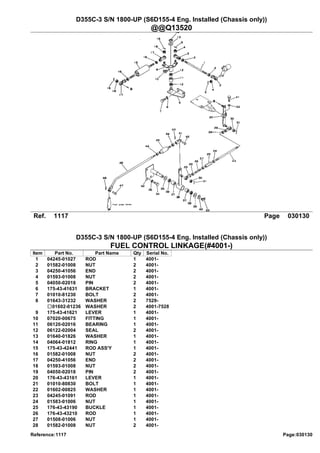 Komatsu d355 c 3 pipe layer parts catalogue manual - sn 1800 and up | PDF
