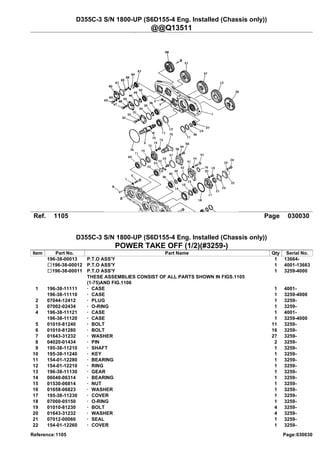 Komatsu d355 c 3 pipe layer parts catalogue manual - sn 1800 and up | PDF