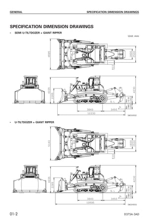 Komatsu d375 a 3 dozer bulldozer service repair manual (sn 17736 and up ...