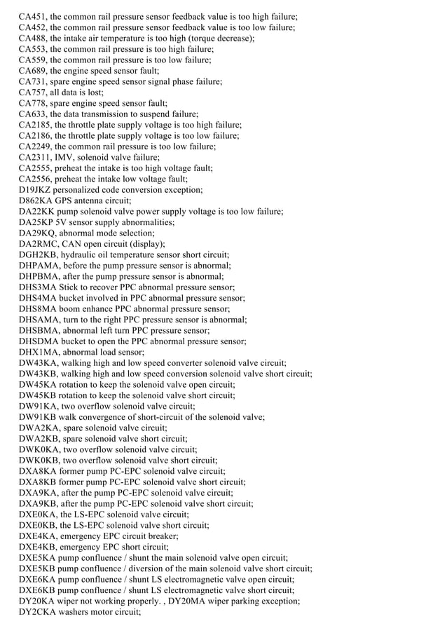 Komatsu fault codes lis ttxt | PDF