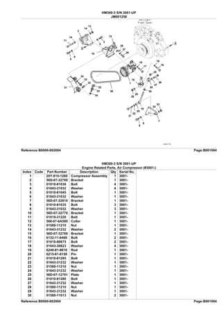 Komatsu HM300-3 Articulated Dump Truck Parts Catalogue Manual - SN 3001 ...