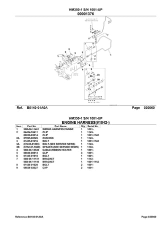 Komatsu hm350 1 articulated dump truck parts catalogue manual - sn 1001 and up | PDF