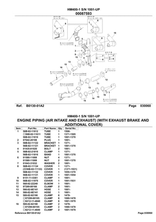 Komatsu hm400 1 articulated dump truck parts catalogue manual - sn 1001 ...