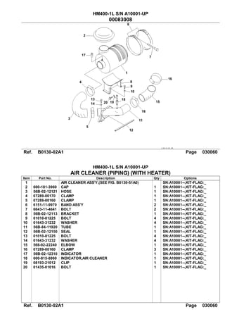 Komatsu HM400-1L Articulated Dump Truck Parts Catalogue Manual - SN ...