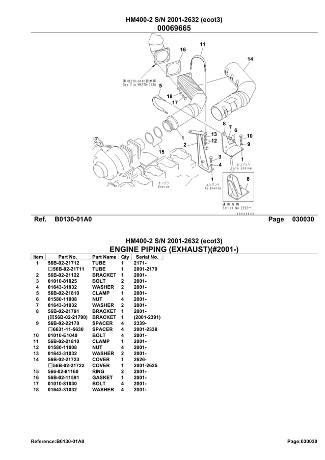 Komatsu hm400 2 articulated dump truck parts catalogue manual - sn 2001 ...