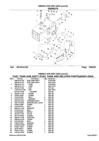 Komatsu HM400-2 Articulated Dump Truck Parts Catalogue Manual - SN 2001 ...