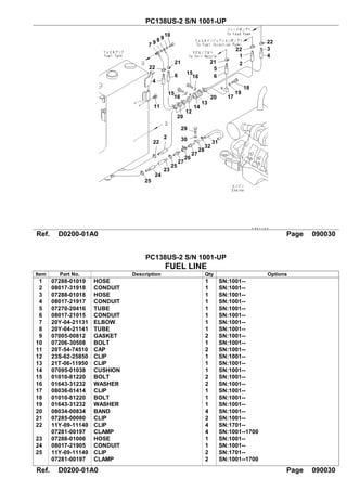 Komatsu pc138 us 2 crawler excavator parts catalogue manual - sn 1001 ...