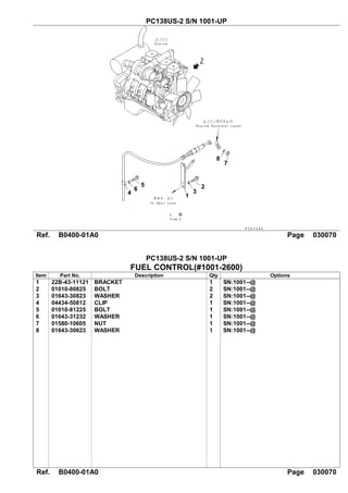 Komatsu pc138 us 2 crawler excavator parts catalogue manual - sn 1001 ...