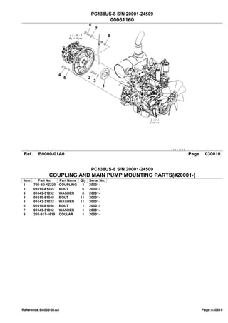 Komatsu pc138 us 8 crawler excavator parts catalogue manual - sn 20001 ...