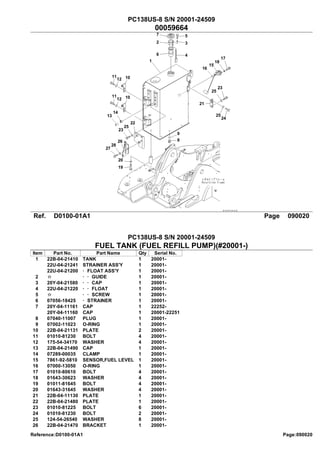 Komatsu pc138 us 8 crawler excavator parts catalogue manual - sn 20001 ...
