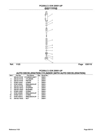 Komatsu pc200 lc 3 crawler excavator parts catalogue manual - sn 20001 and up | PDF