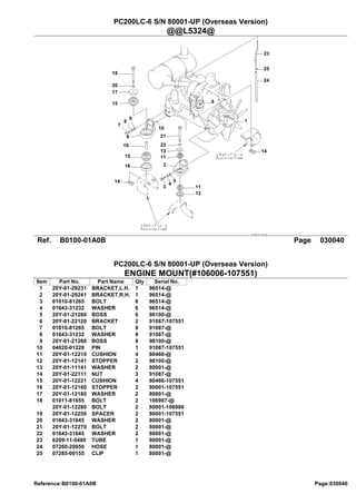 Komatsu pc200 lc 6 crawler excavator parts catalogue manual - sn 80001 ...