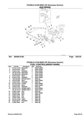 Komatsu pc200 lc 6 crawler excavator parts catalogue manual - sn 80001 ...