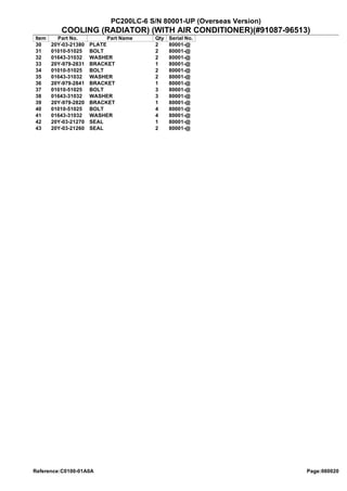 Komatsu pc200 lc 6 crawler excavator parts catalogue manual - sn 80001 and up | PDF