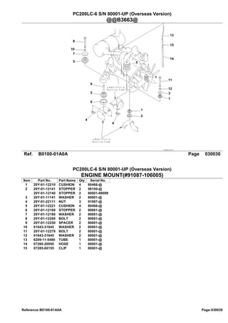Komatsu pc200 lc 6 crawler excavator parts catalogue manual - sn 80001 ...