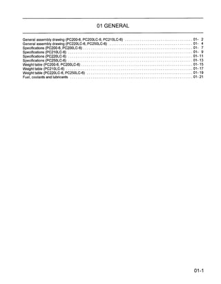 Komatsu pc200 lc 6 hydraulic excavator service repair manual sna82001 ...