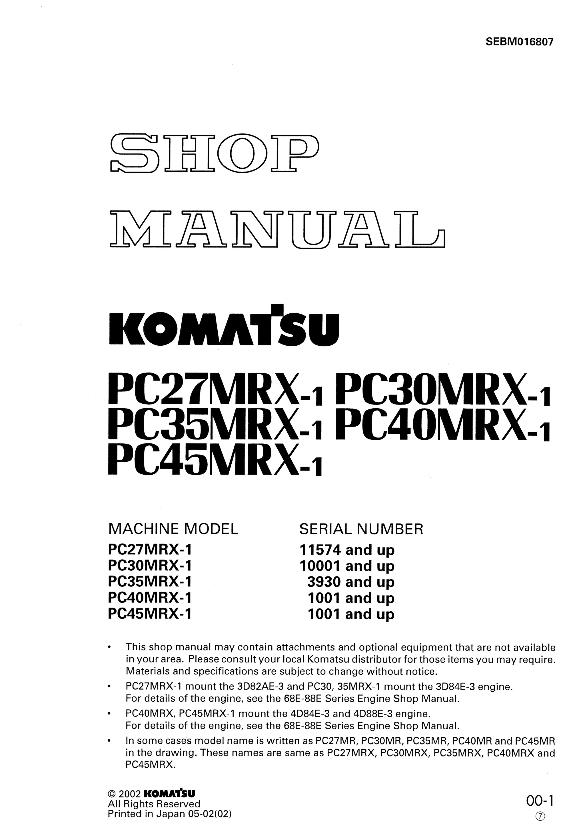 Komatsu pc35 mrx 1 excavator service repair manual sn3930 and up | PDF