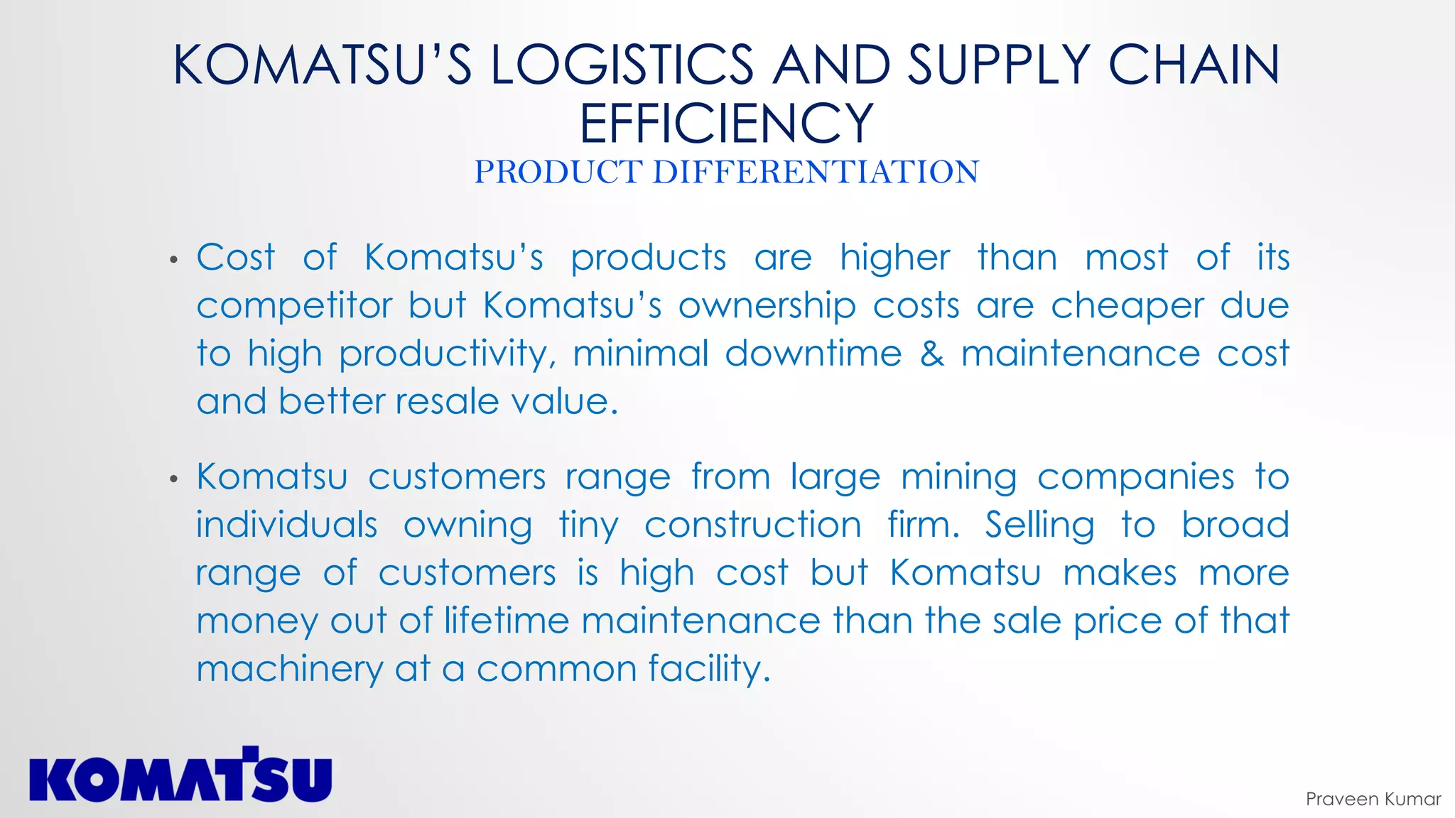 Opportunities for improvement in Komatsu’s value chain | PDF