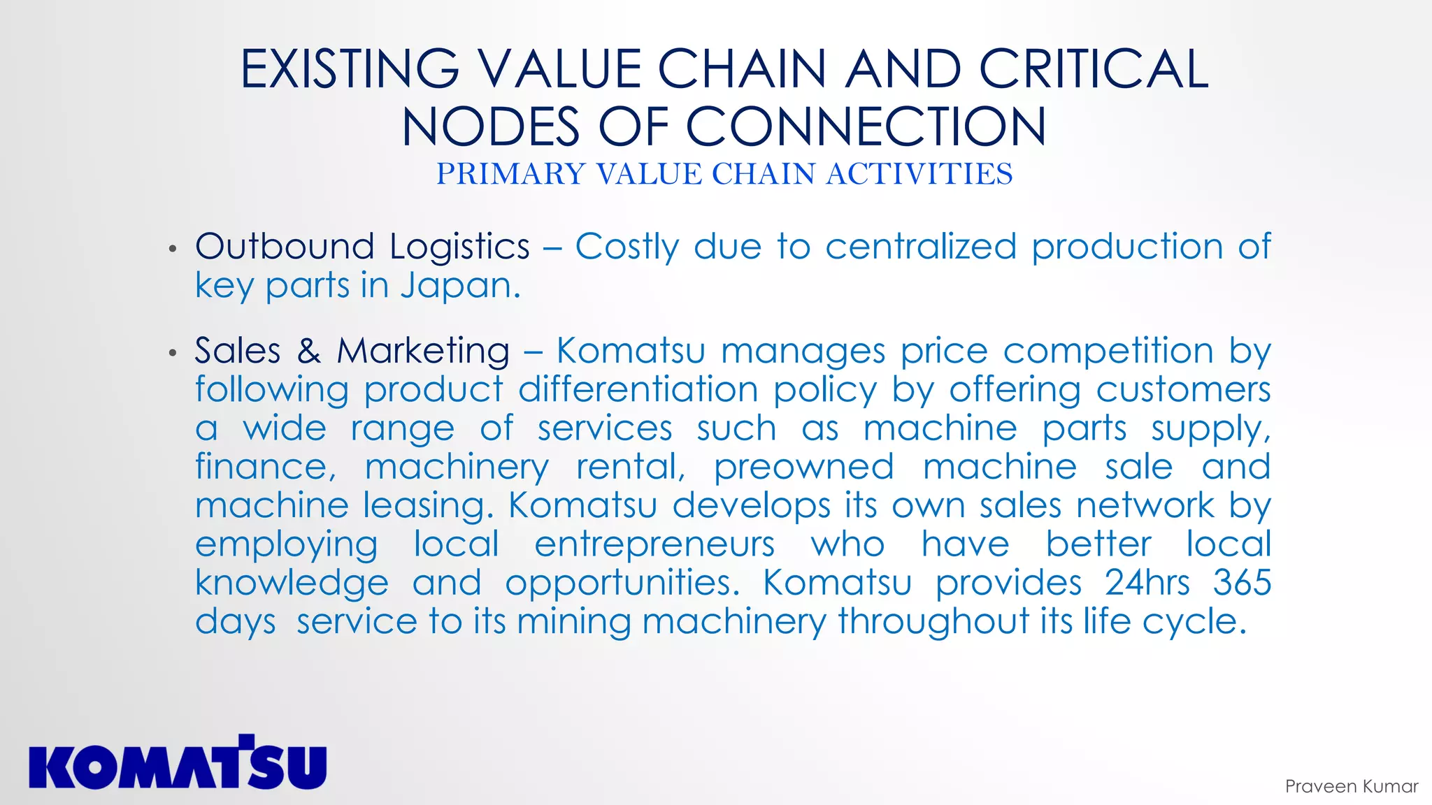 Opportunities for improvement in Komatsu’s value chain | PDF