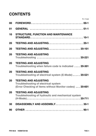 Komatsu pw148 8 hydraulic excavator service repair manual (pw148-8 serial h55051 and up) | PDF