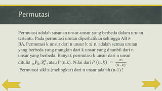 Kombinasi, permutasi dan peluang | PPTX