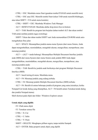 Kombinasi tombol keyboard dan fungsinya | DOCX