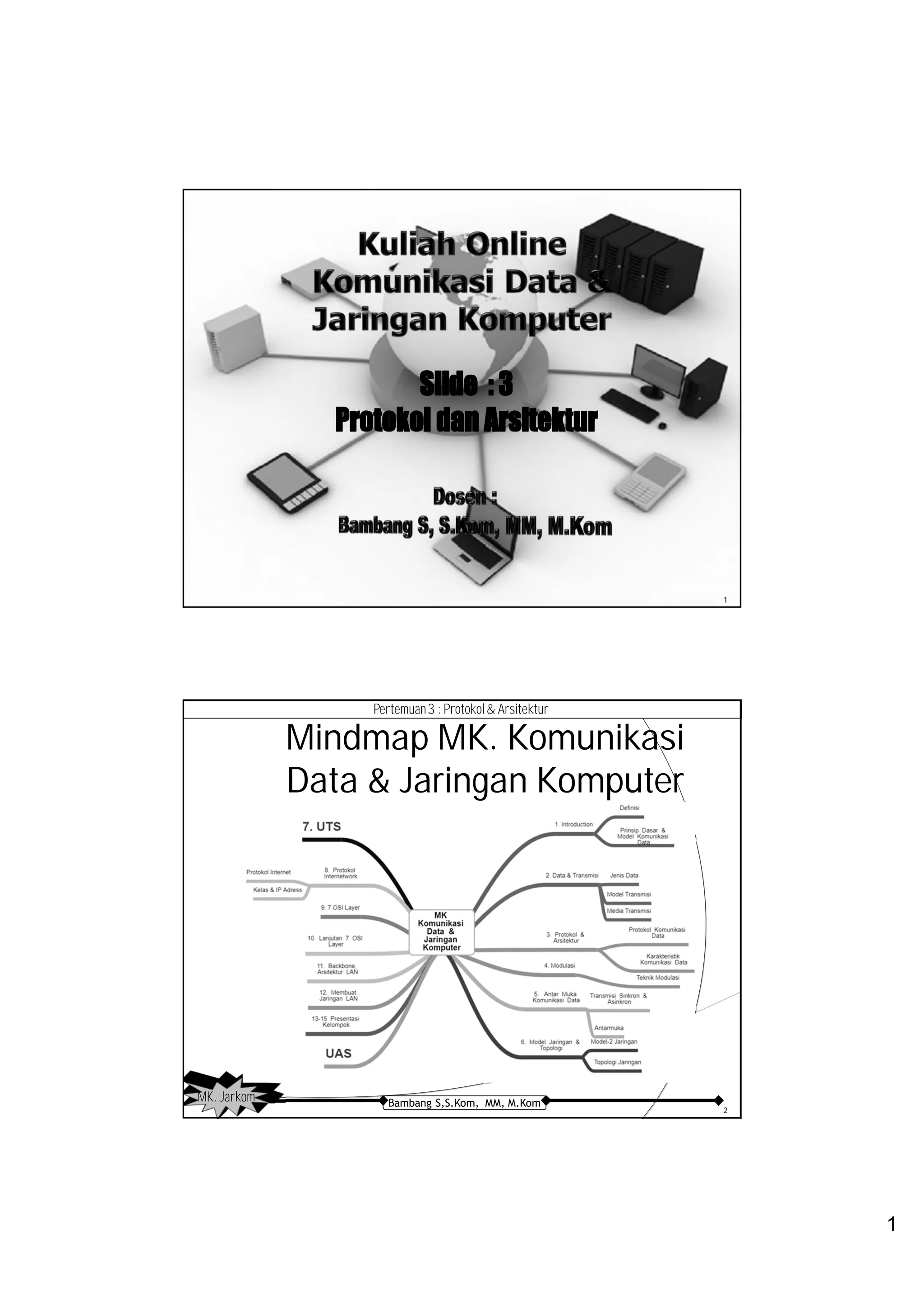 MK Komunikasi Data dan Jaringan Komputer - Slide 3 : Protokol dan Arsitektur | PDF