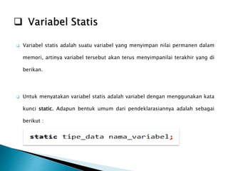 Komentar , variabel dan tipe data | PPTX