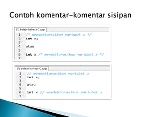Komentar , variabel dan tipe data | PPTX