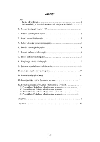 Komercijalni zapisi usluzni biznis | DOC