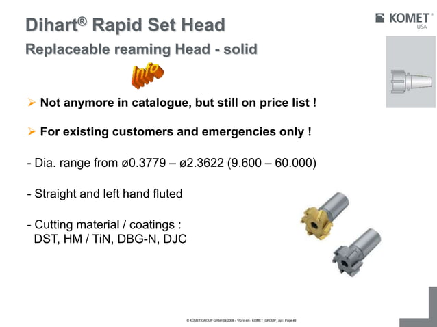 Komet Dihart tools for Reaming Training.pdf | Woodworking | Arts and Crafts