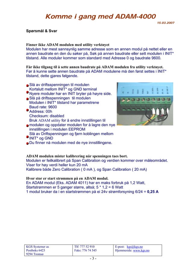 Komme i gang med ADAM-4000 | PDF