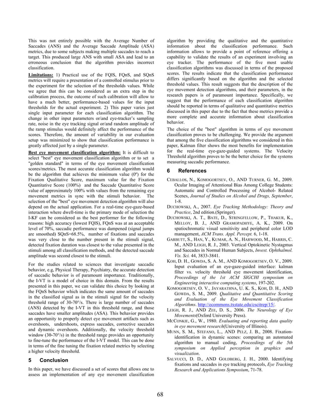 Komogortsev Qualitative And Quantitative Scoring And Evaluation Of The Eye Movement ...