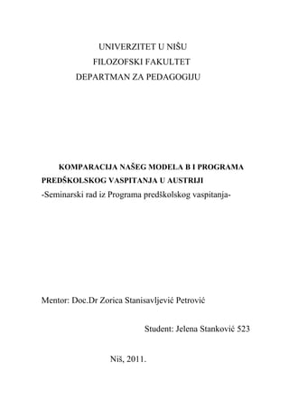 Komparacija naseg modela b i programa predskolskog vaspitanja u austriji | DOC