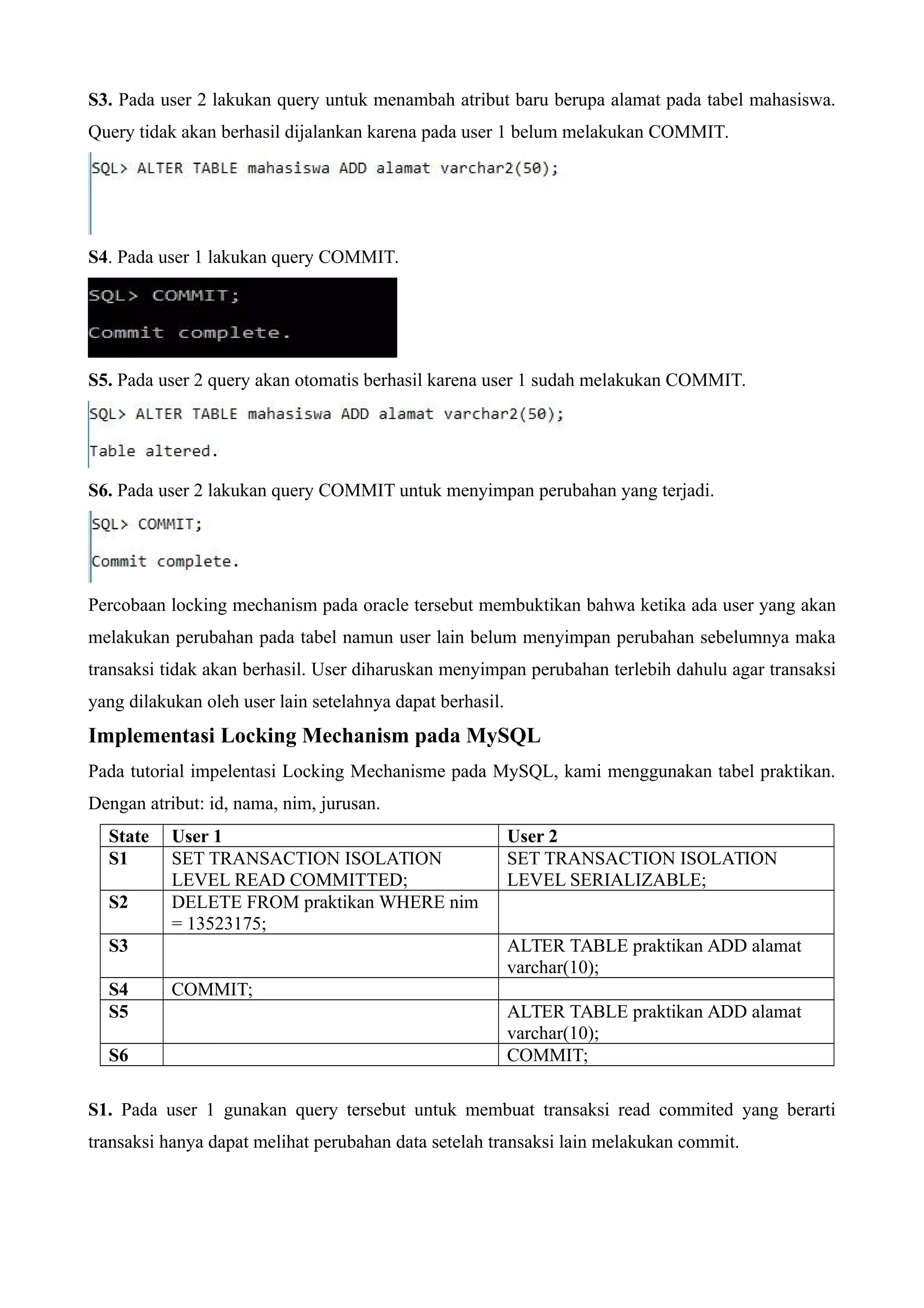 Modul Komparasi Locking Mechanism dan Deadlock Pada Oracle dan MySQL | PDF