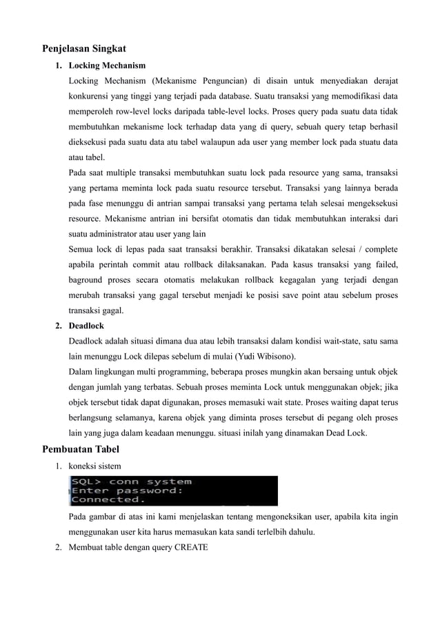 Modul Komparasi Locking Mechanism dan Deadlock Pada Oracle dan MySQL | PDF