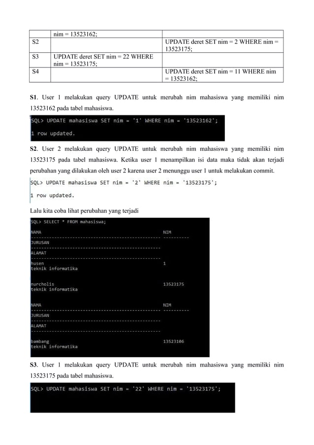 Modul Komparasi Locking Mechanism dan Deadlock Pada Oracle dan MySQL | PDF