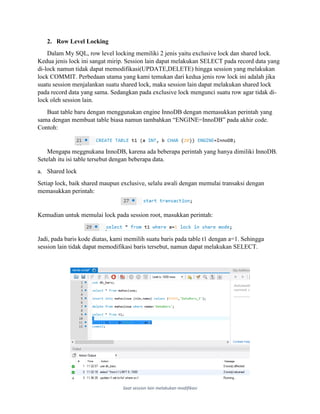 Demo Komparasi Row dan Table Locking pada MySQL dengan Oracleg11 | PDF