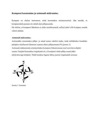 Kompassi kasutamine ja asimuudi määramine | DOCX