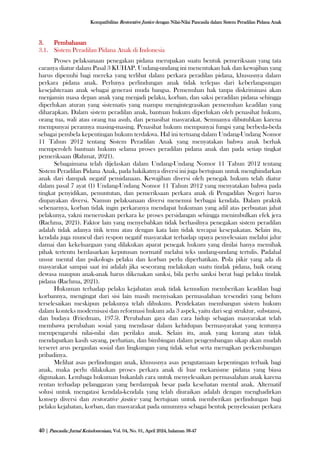 Kompatibilitas Restorative Justice dengan Nilai-Nilai Pancasila dalam Sistem Peradilan Pidana ...