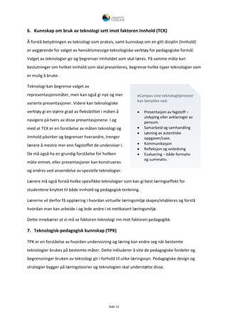 Teknologisk, pedagogisk innholdskunnskap | PDF