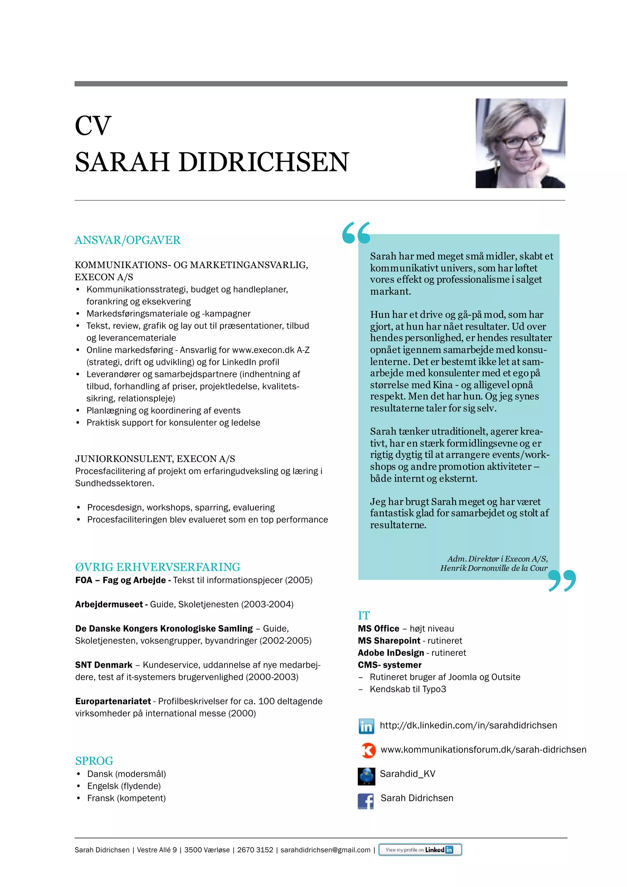 Kompetenceprofil Sarah Didrichsen Juni 2011 | PDF