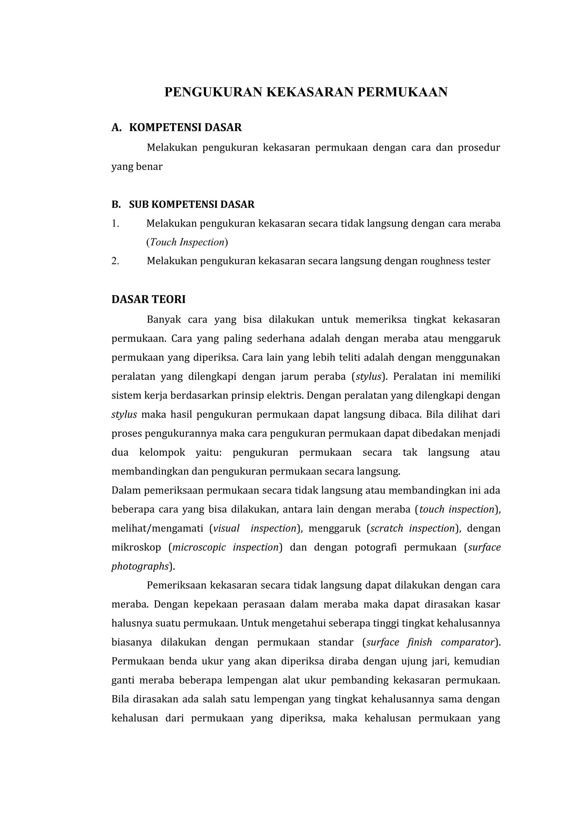 Kompetensi dasar kekasaran angle dekkor | DOC