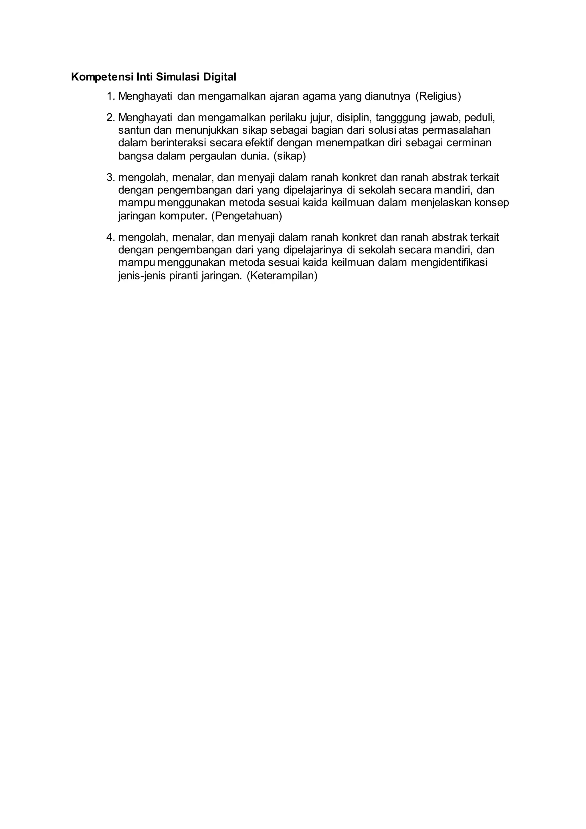 Kompetensi inti simulasi digital | DOCX
