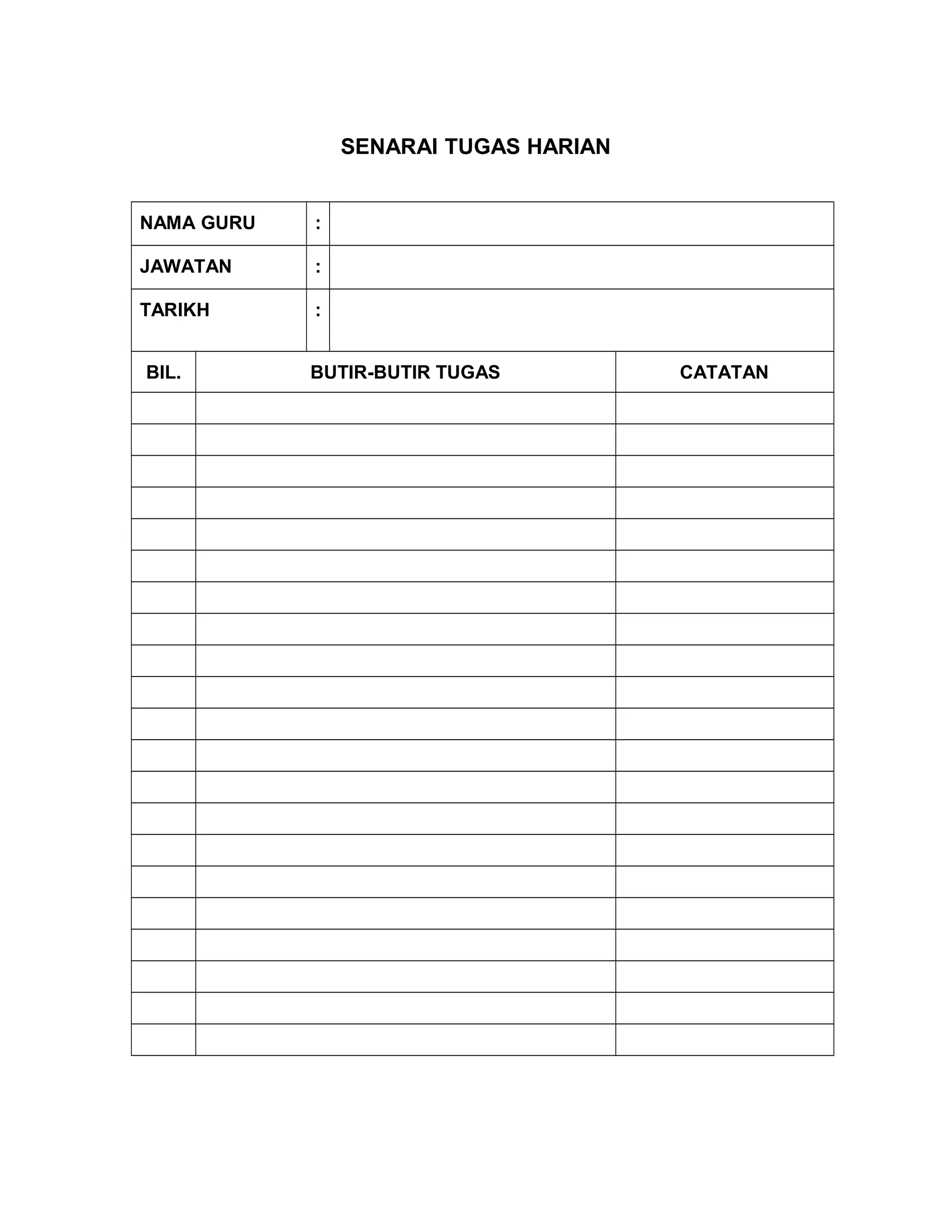 Fail Meja Guru Data | DOC