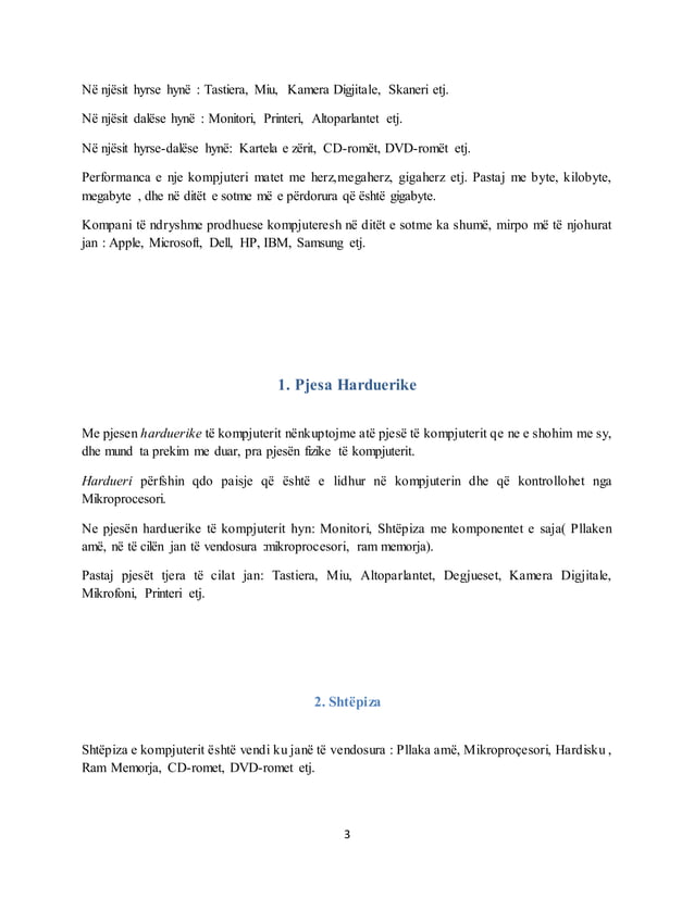Kompjuteri, Historiku i tij dhe pjeset harduerike te tij ( CPU ...